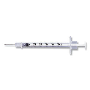0.3 mL Insulin Syringe with Ultra-Fine Needle, 31 Gauge x 5/16 Inch ...