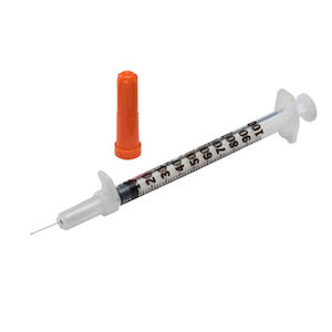 1 mL Insulin Safety Syringe with Permanent Needle, 29 Gauge x 1/2 Inch ...