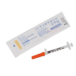 0.3 mL Insulin Safety Syringe with Permanent Needle, 29 Gauge x 1/2 ...