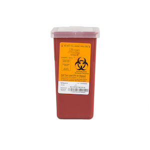 1 Quart, Sharps Container, Red/Black - Stackable | Preferred Medical