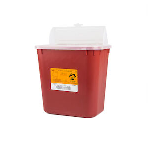 2 Gallon, Sharps Container, Red/Black - Stackable | Preferred Medical