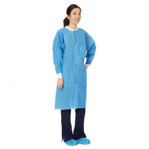 LAB COAT BLUE M 30/CS | Preferred Medical