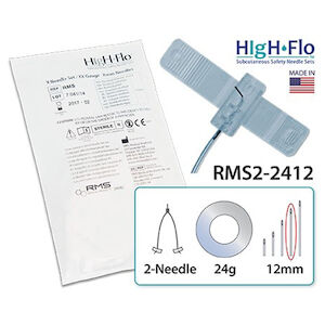24 Gauge x 1/2 Inch (12 mm), 2 Needle Safety Sub-Q Administration Set ...