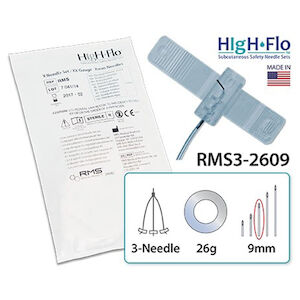 26 Gauge x 3/8 Inch (9 mm), 3 Needle Safety Sub-Q Administration Set ...