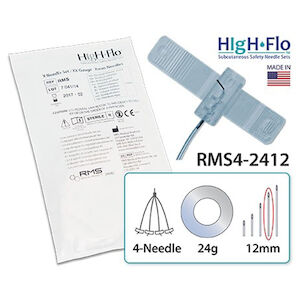 24 Gauge x 1/2 Inch (12 mm), 4 Needle Safety Sub-Q Administration Set ...